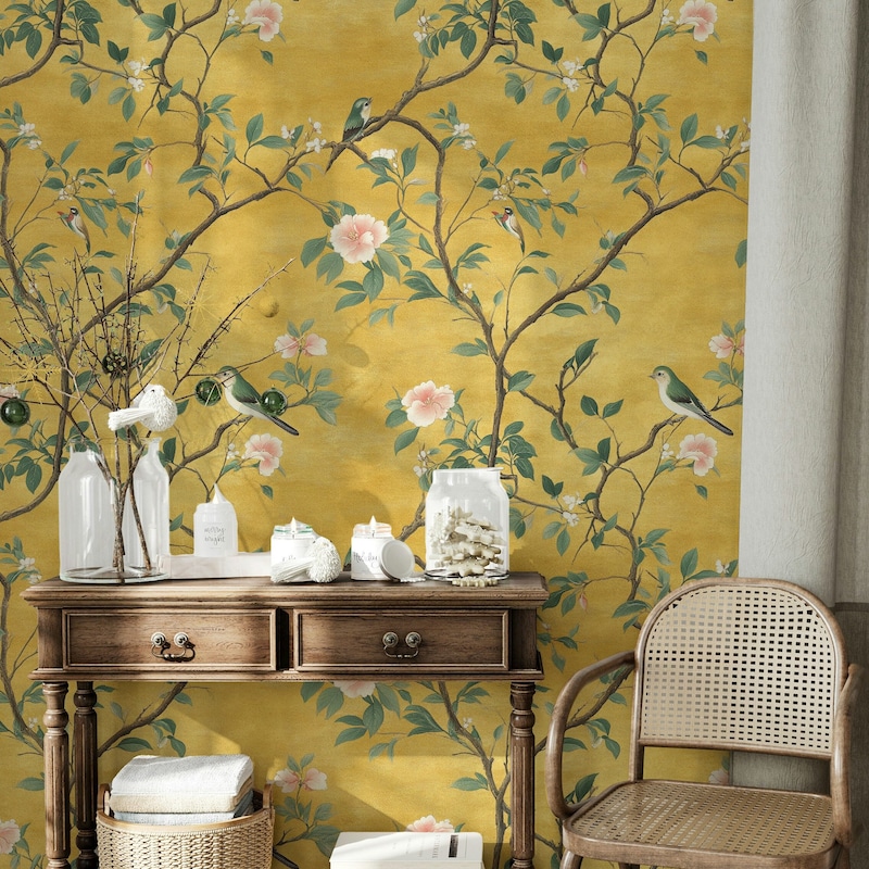Vintage Yellow Wallpaper - Etsy UK