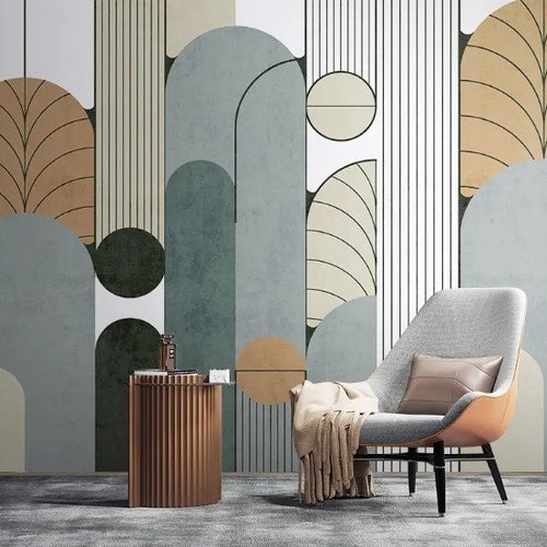 Soft Colored Geometric Shapes Peel and Stick Wallpaper / - Etsy