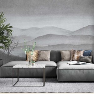 Mountain Wallpaper Misty Wall Mural Foggy Peel and Stick - Etsy