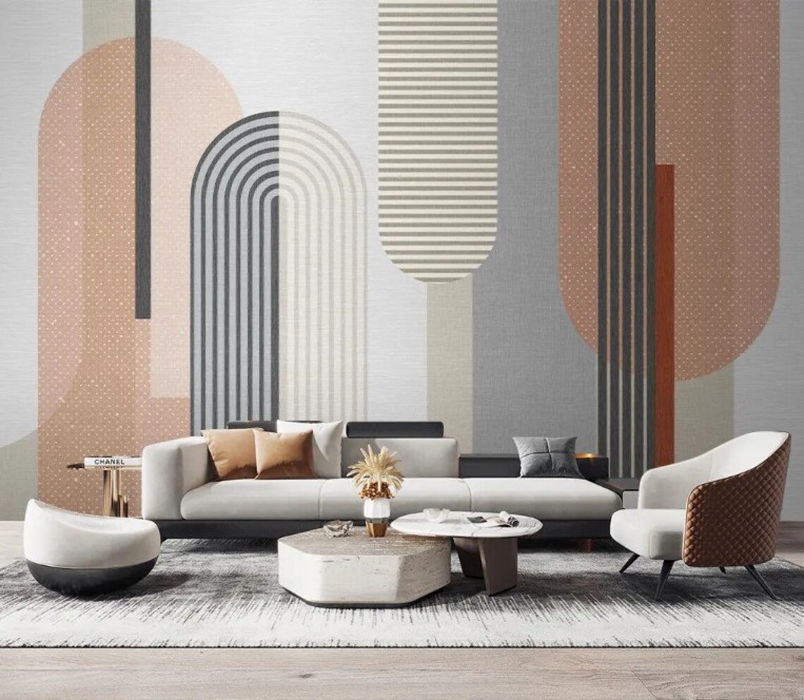 Soft Colored Geometric Shapes Peel and Stick Wallpaper / - Etsy