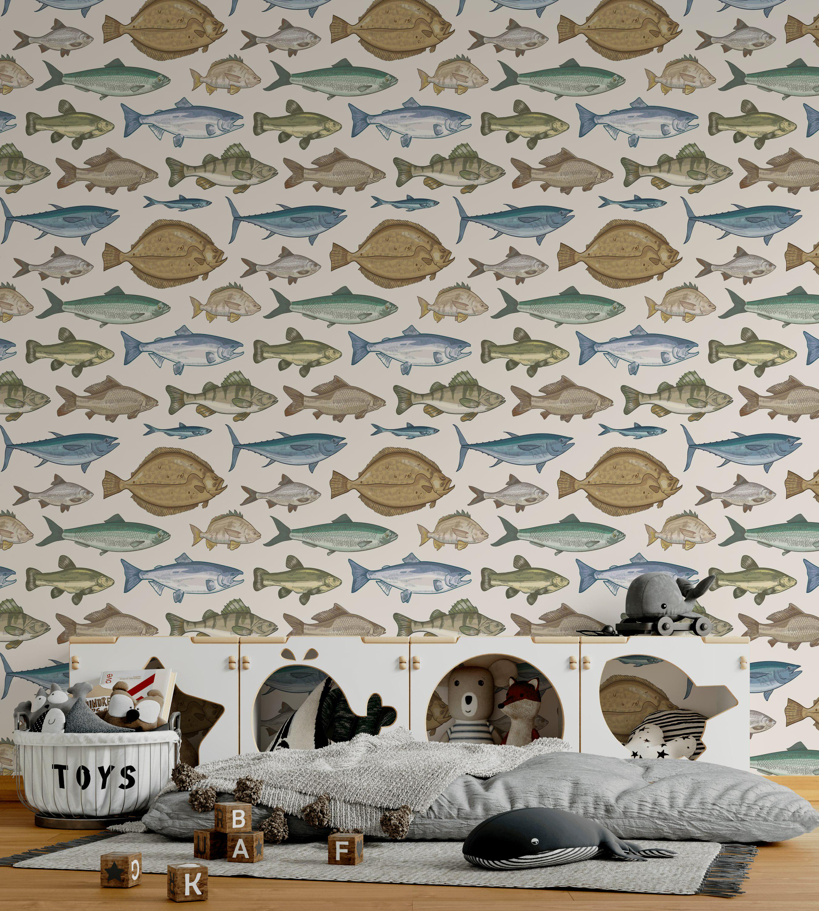 Vintage Fish Wallpaper Peel and Stick Scientific Illustration Wall ...
