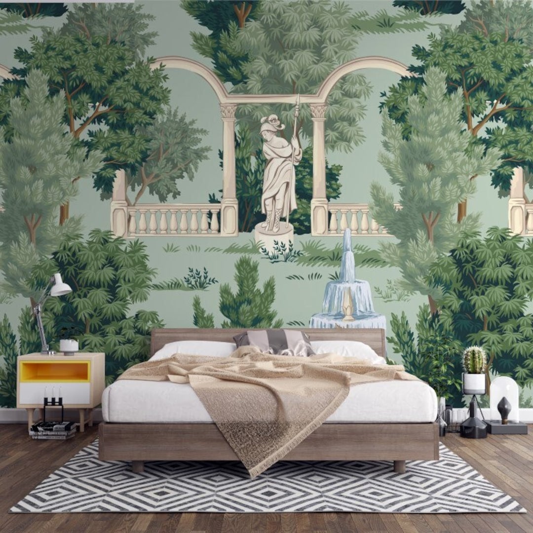 Sculpture Wallpaper Botanical Wall Mural Traditional Wall Decor Gree ...