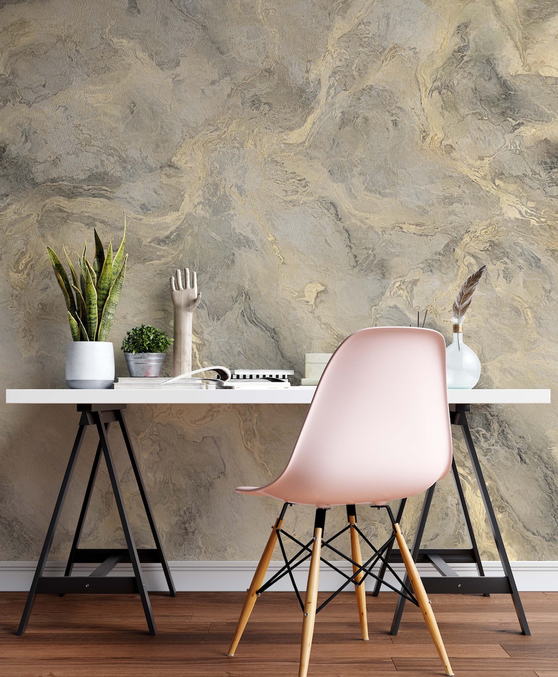 Yellow Marble Wallpaper Faux Stone Wall Mural 3D Peel and Stick - Etsy