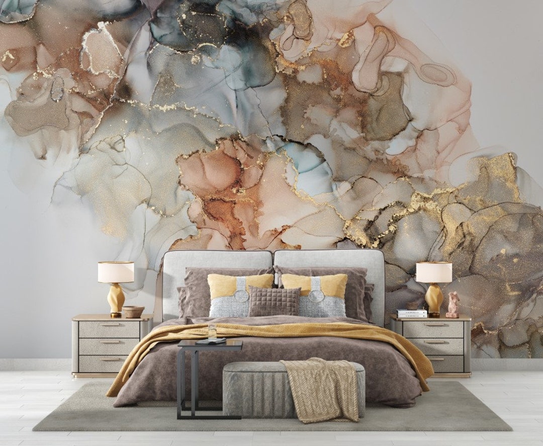 Abstract Wallpaper Fluid Wall Mural Painting Peel and Stick Art Wall ...