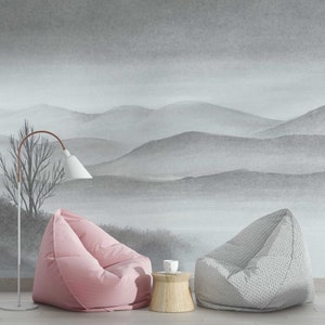 Mountain Wallpaper Misty Wall Mural Foggy Peel and Stick - Etsy