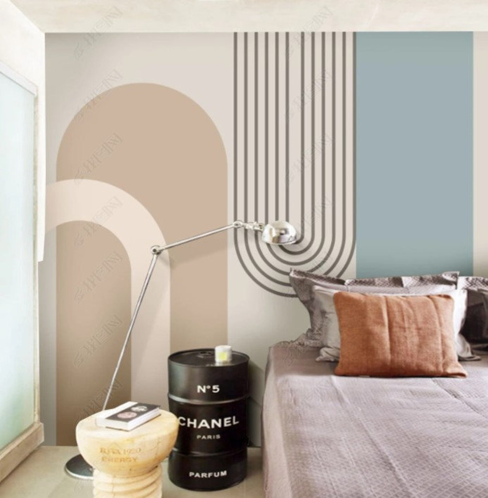 Abstract Wallpaper Arch Wall Mural Beige Peel and Stick - Etsy