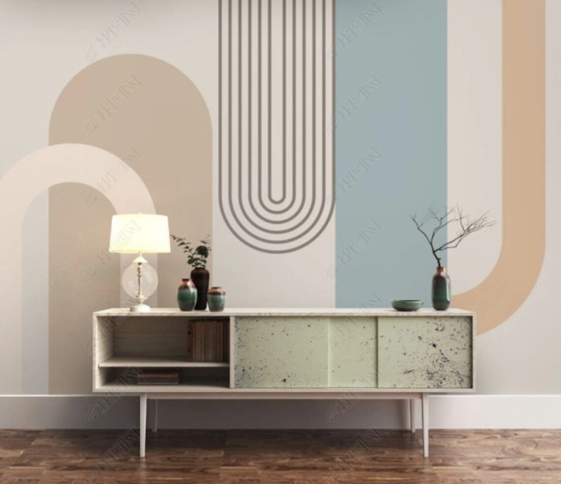 Abstract Wallpaper Arch Wall Mural Beige Peel and Stick - Etsy