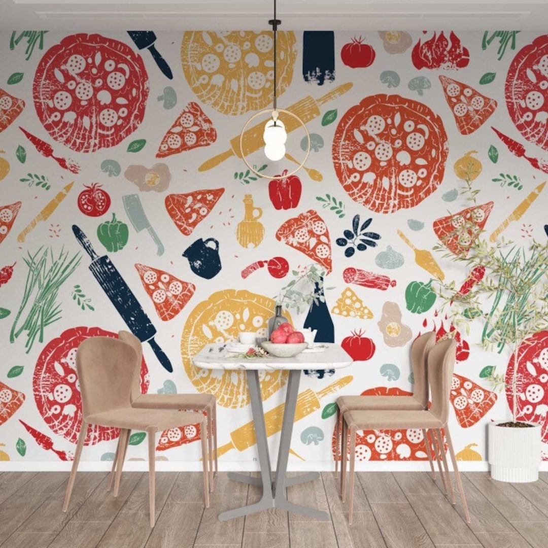 Food Wallpaper Pizza Wall Mural Kitchen Wall Decor Restauran Peel and ...