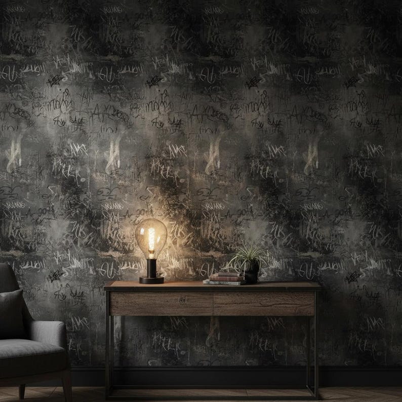Graffiti Wallpaper Urban Peel and Stick Industrial Wall Decor - Etsy