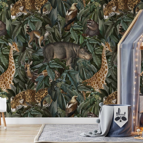 Peel and Stick Wallpaper Wild Pattern - Etsy