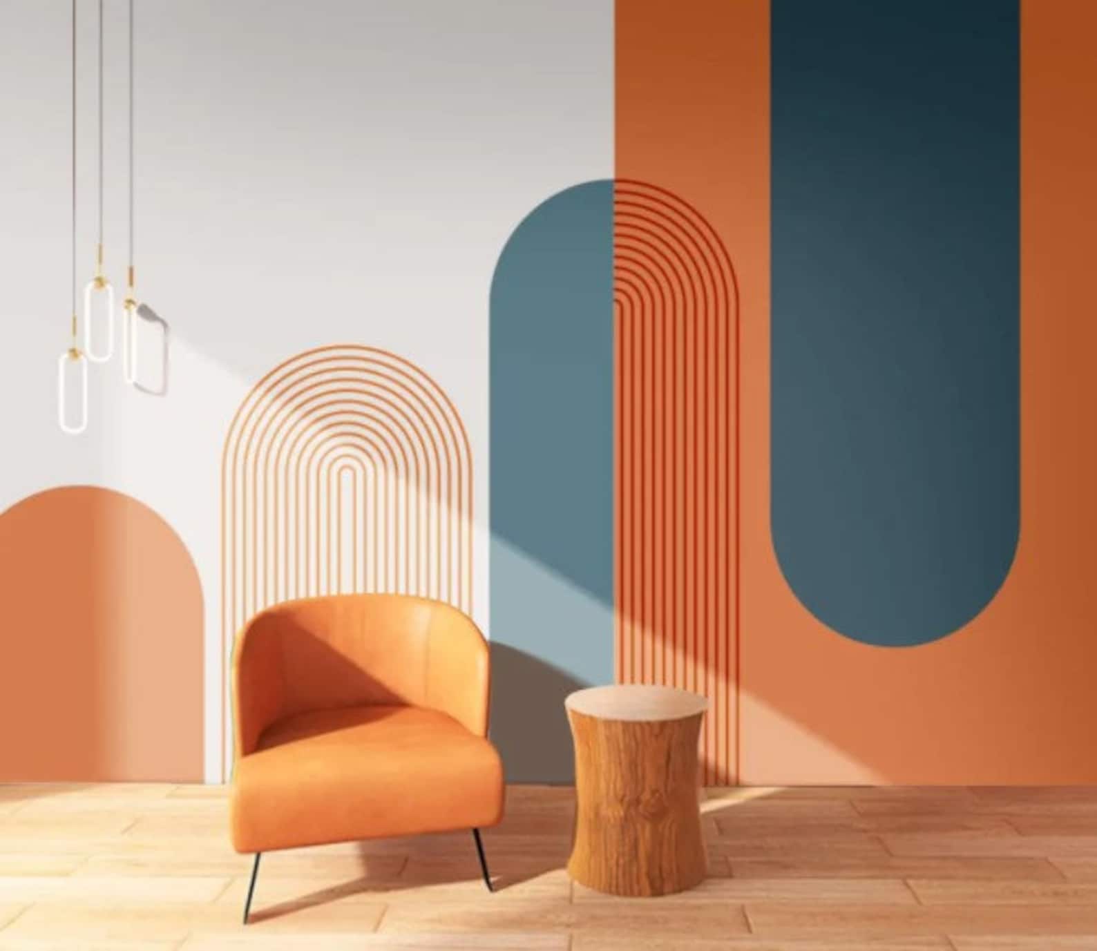 Arch Wallpaper Orange Wall Mural Bohem Peel and Stick - Etsy