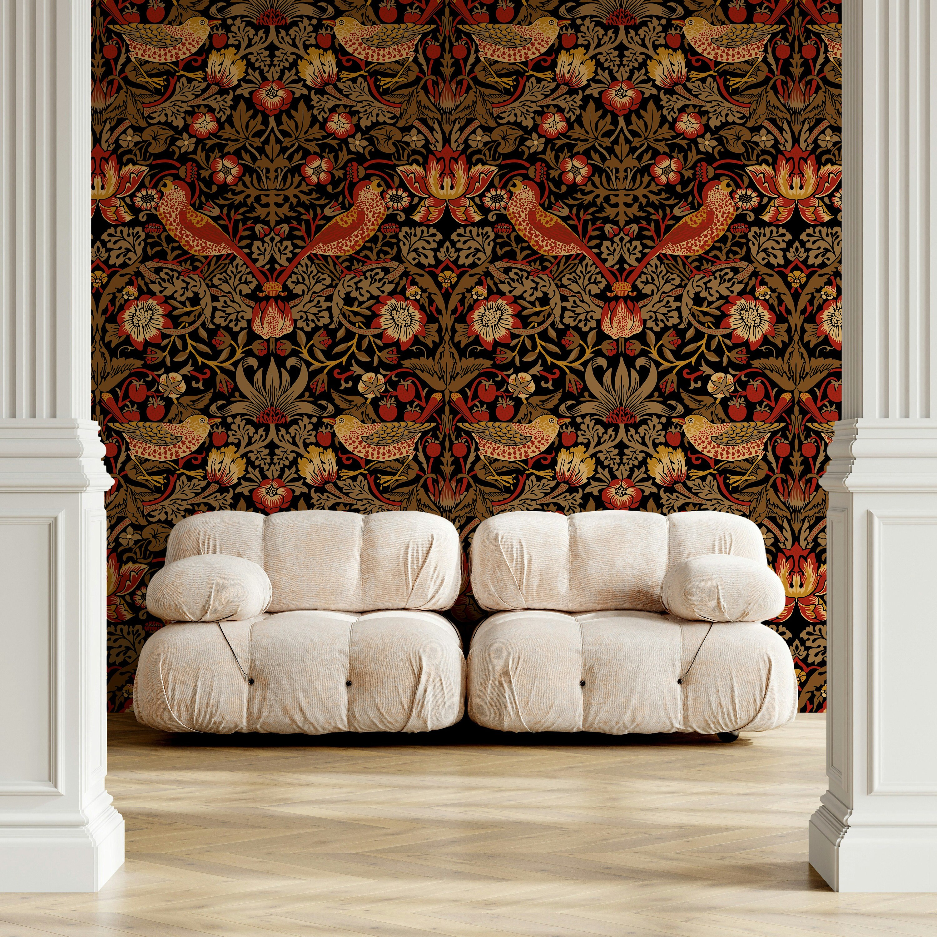 Luxurious Vintage Floral and Bird Wallpaper Inspired by William Morris ...