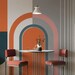Orange Arch Wallpaper Geometric Wallpaper Gray Shapes Peel and Stick - Etsy