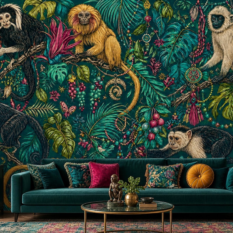 Monkey Wallpaper Pattern - Etsy