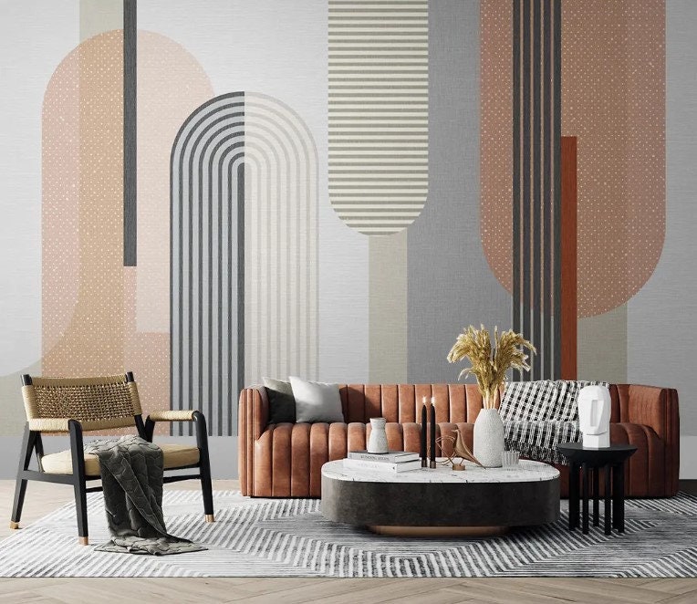 Soft Colored Geometric Shapes Peel and Stick Wallpaper / - Etsy