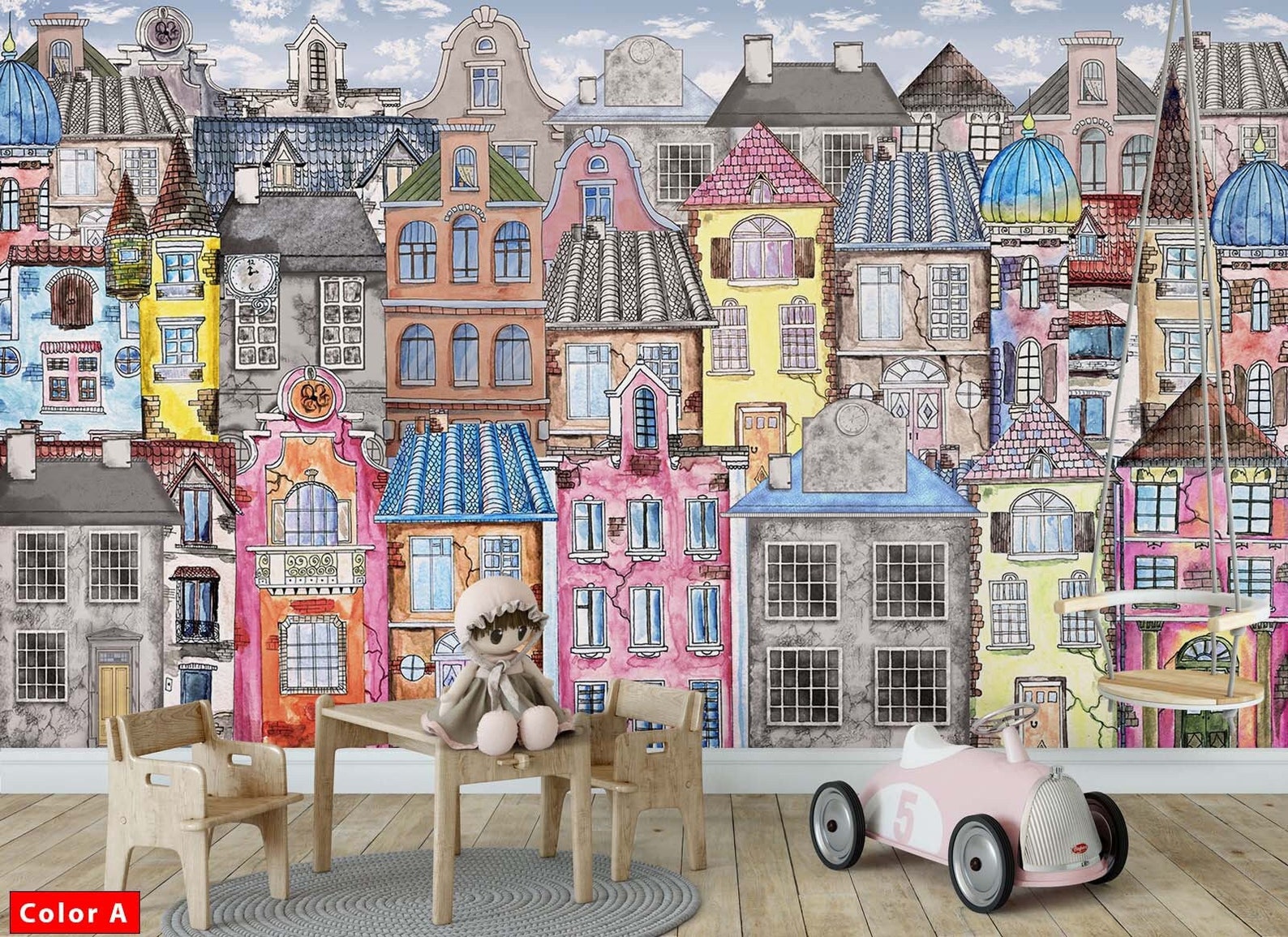 Cute House Wallpaper Peel and Stick Nursery Wall Mural - Etsy