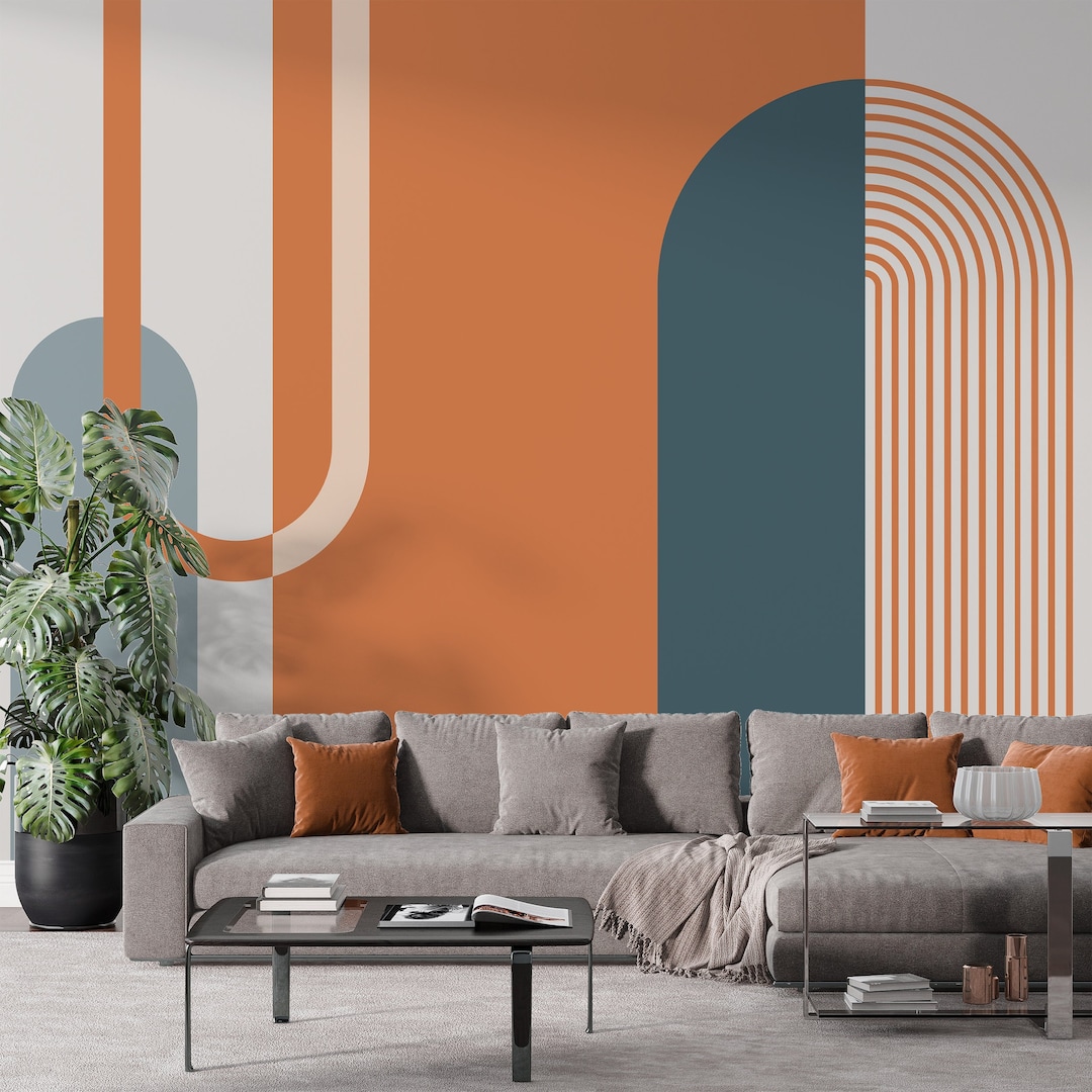 Geometric Wallpaper Line Art Peel Stick Removable Wall Mural - Etsy