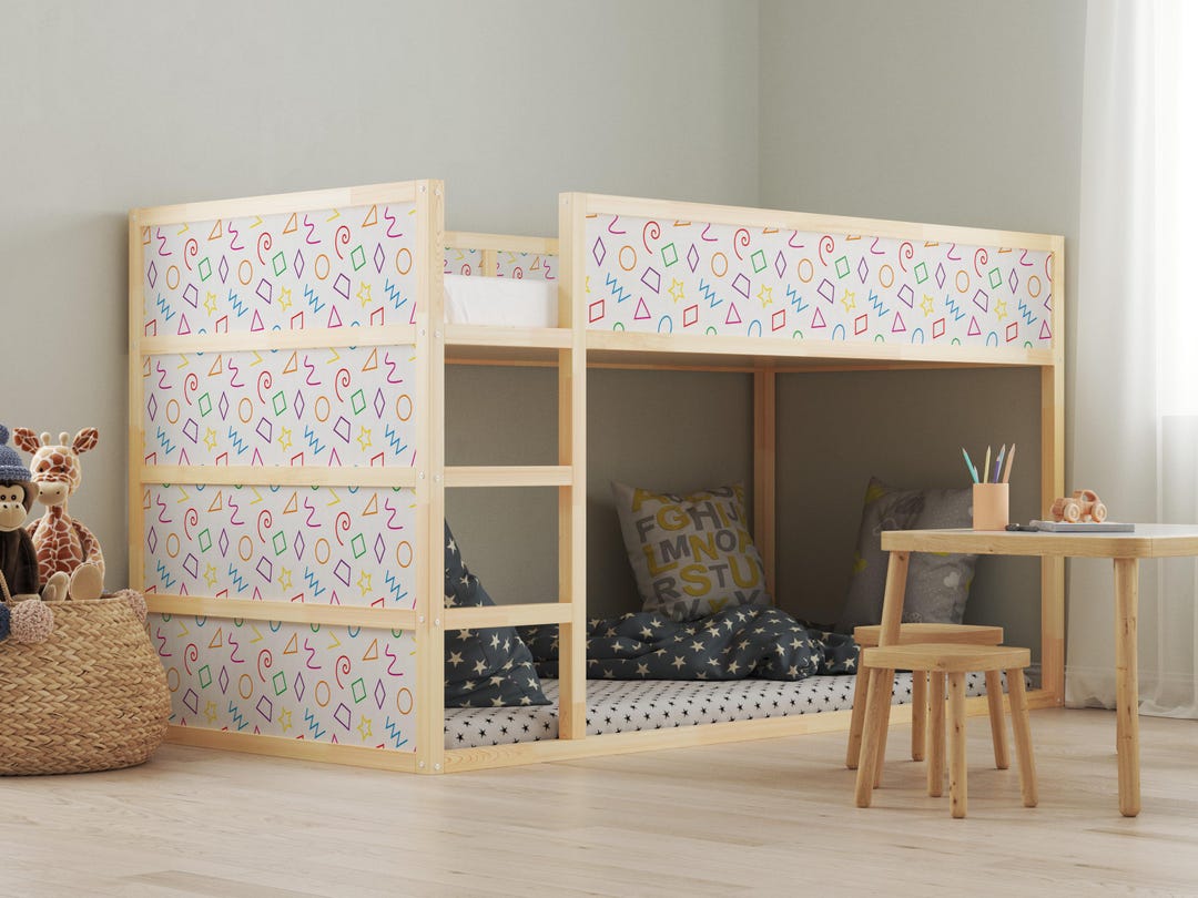 Colorful Geometric IKEA KURA Bed Stickers – Fun and Modern Shapes Peel ...