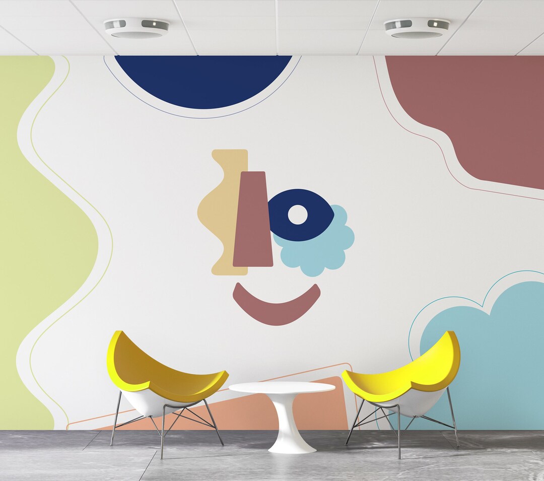 Funny Wallpaper Geometric Wall Mural Multicolor Peel and Stick Kids ...