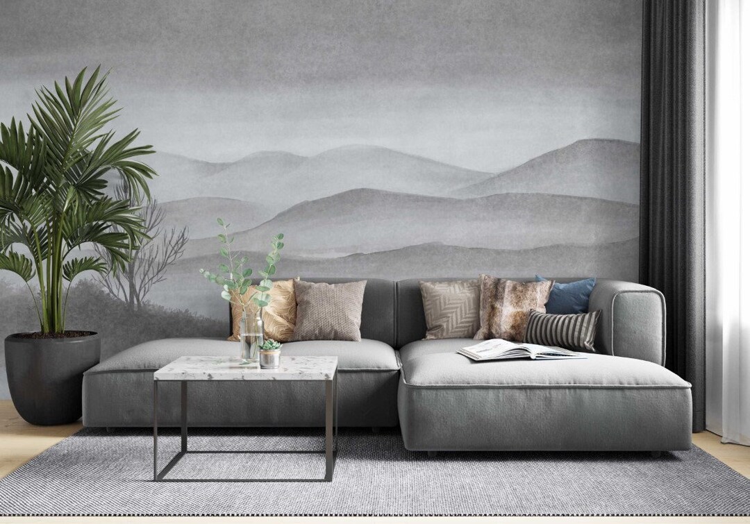 Mountain Wallpaper Misty Wall Mural Foggy Peel and Stick - Etsy