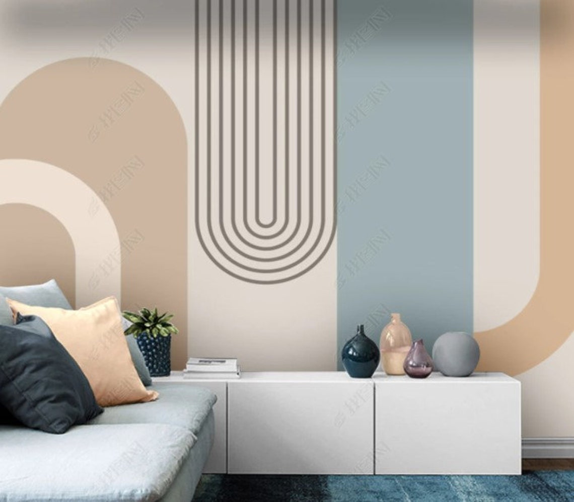 Abstract Wallpaper Arch Wall Mural Beige Peel and Stick - Etsy
