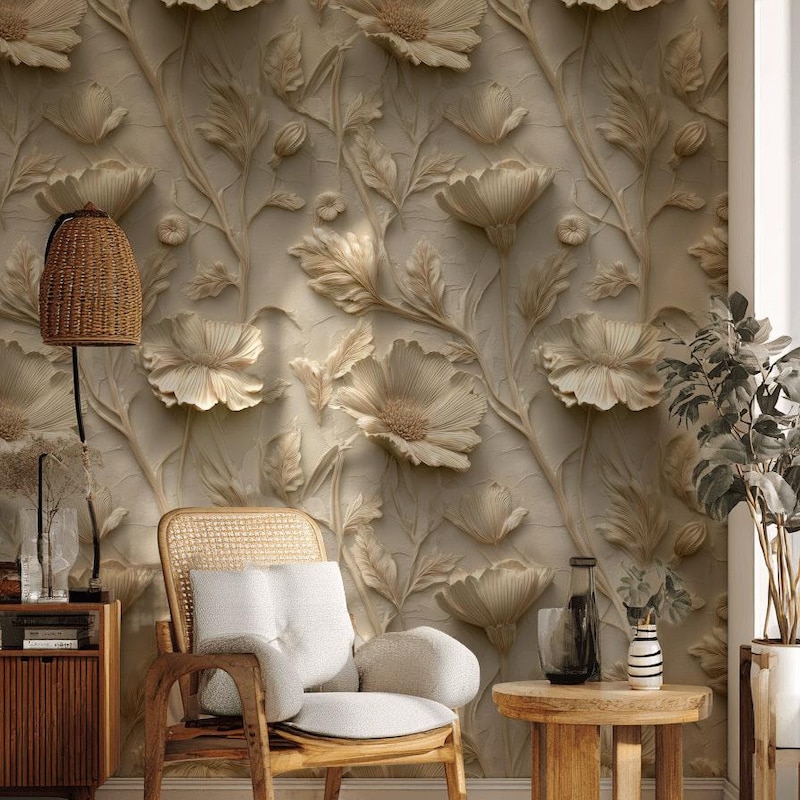 Relief Wallpaper - Etsy