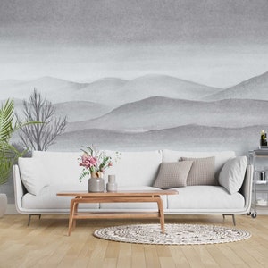 Mountain Wallpaper Misty Wall Mural Foggy Peel and Stick - Etsy