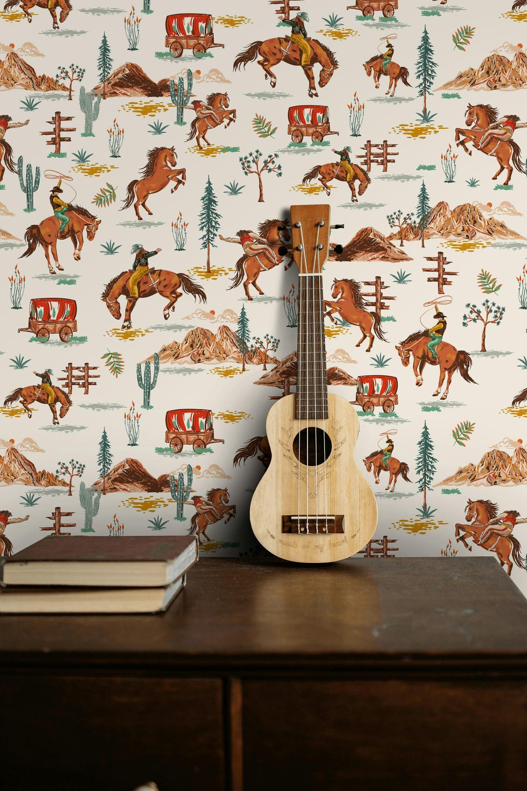 Cowboy Rodeo Wallpaper Western Horse & Rider Wall Mural Rustic Peel-and ...