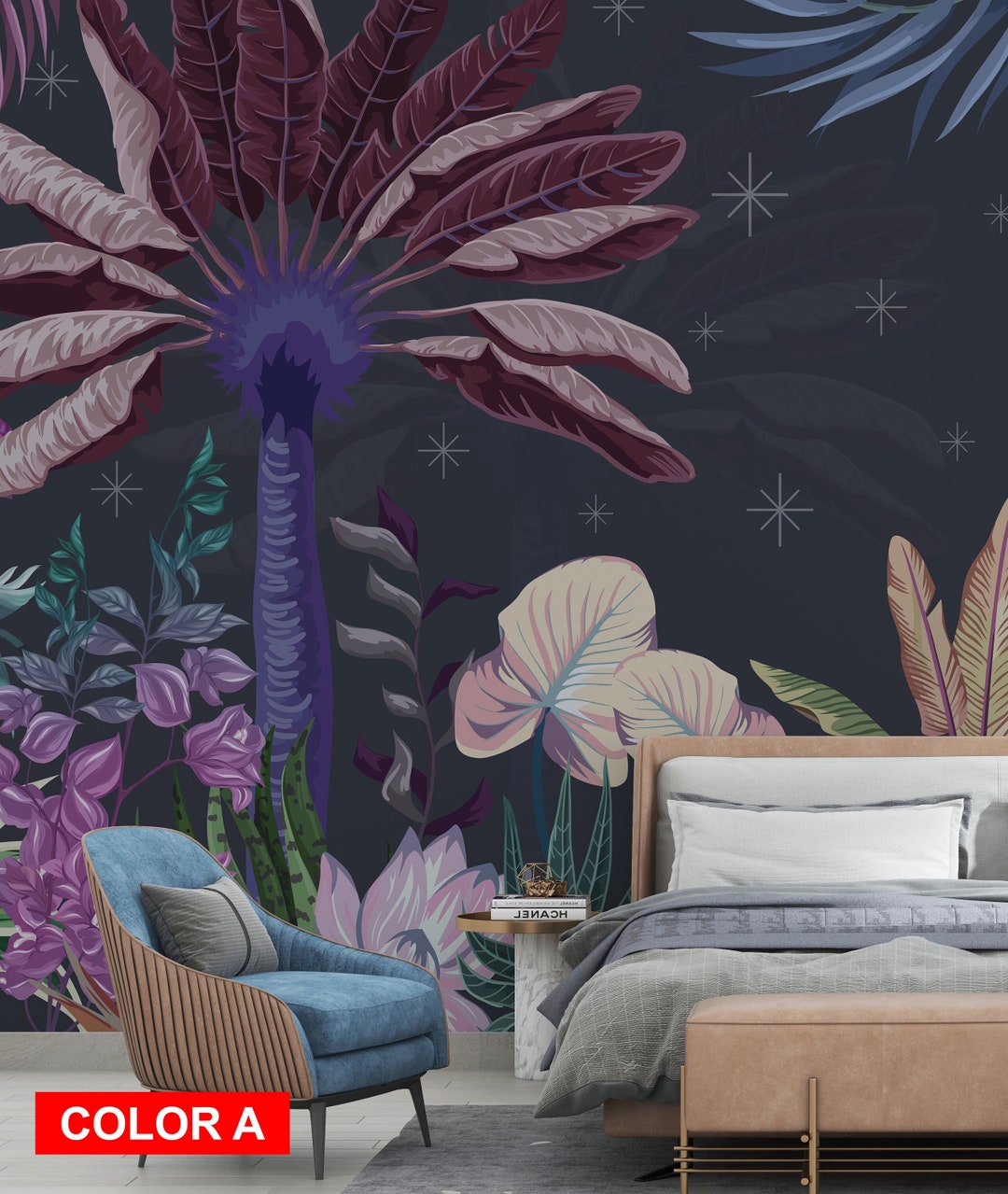 Botany Wallpaper Palm Tree Wall Mural Green Peel and Stick - Etsy