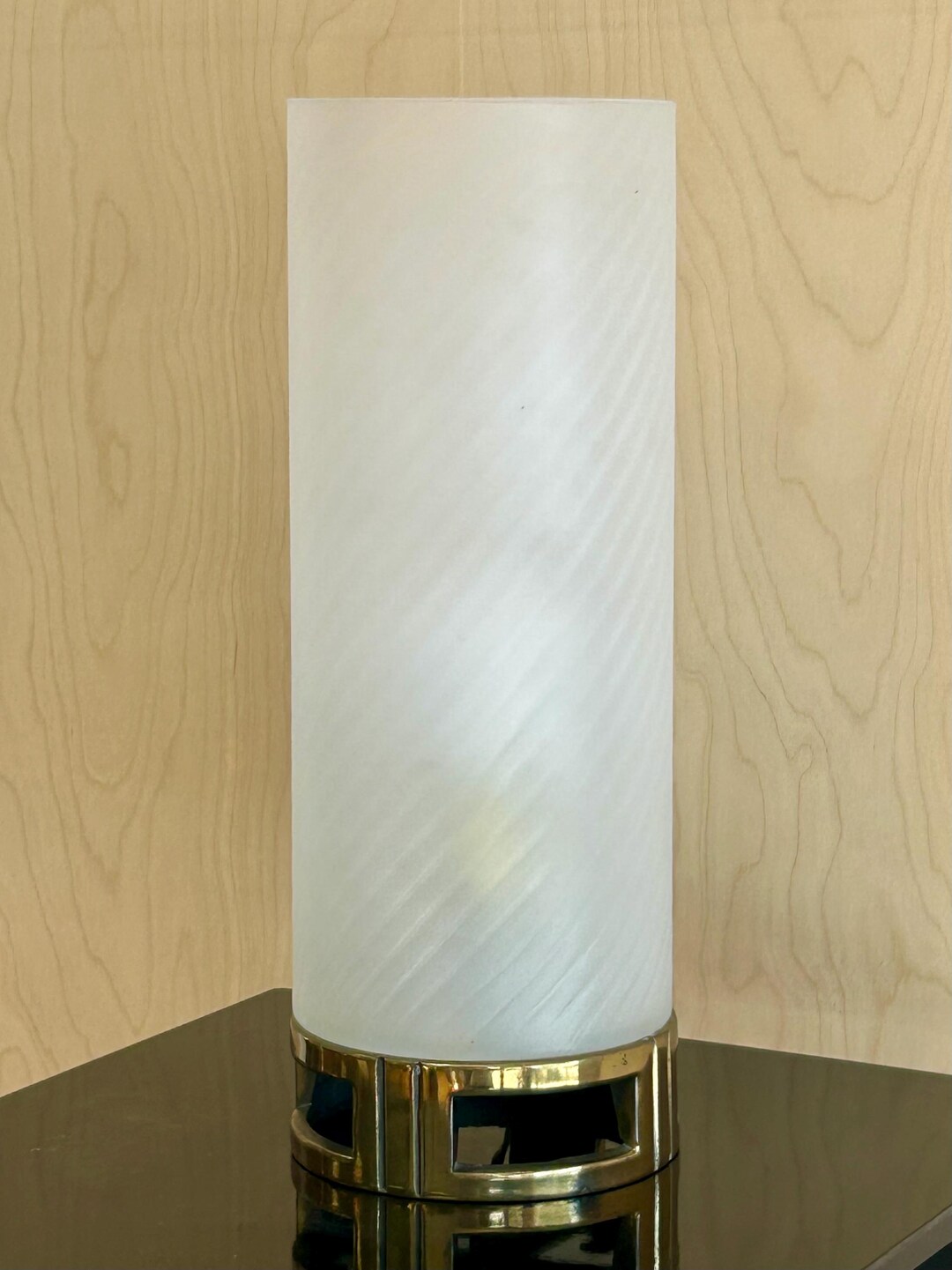 Vintage Carl Falkenstein Glass & Brass Table Lamp - Etsy