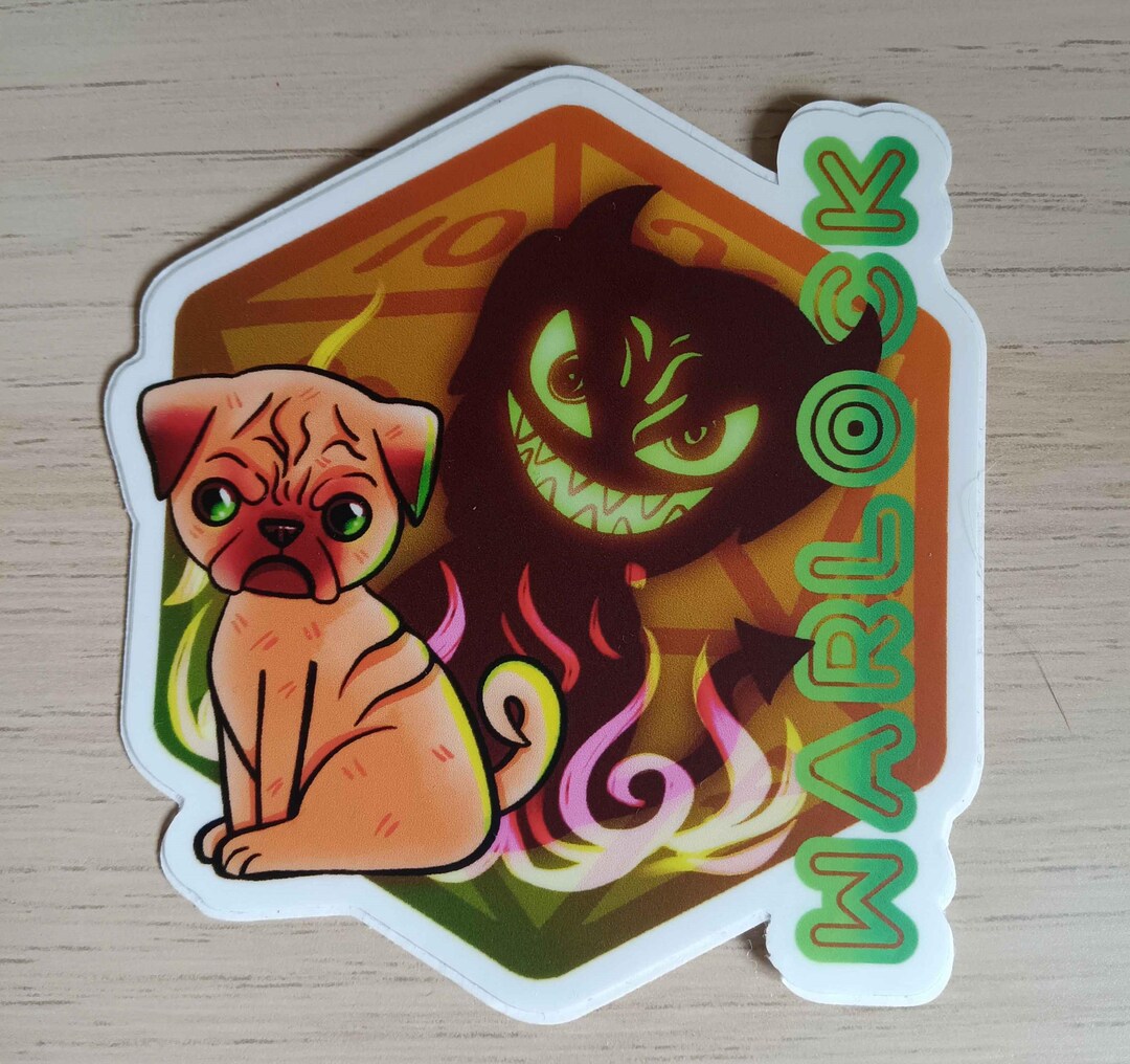 Warlock Dungeons and Dragons Dog Sticker - Etsy