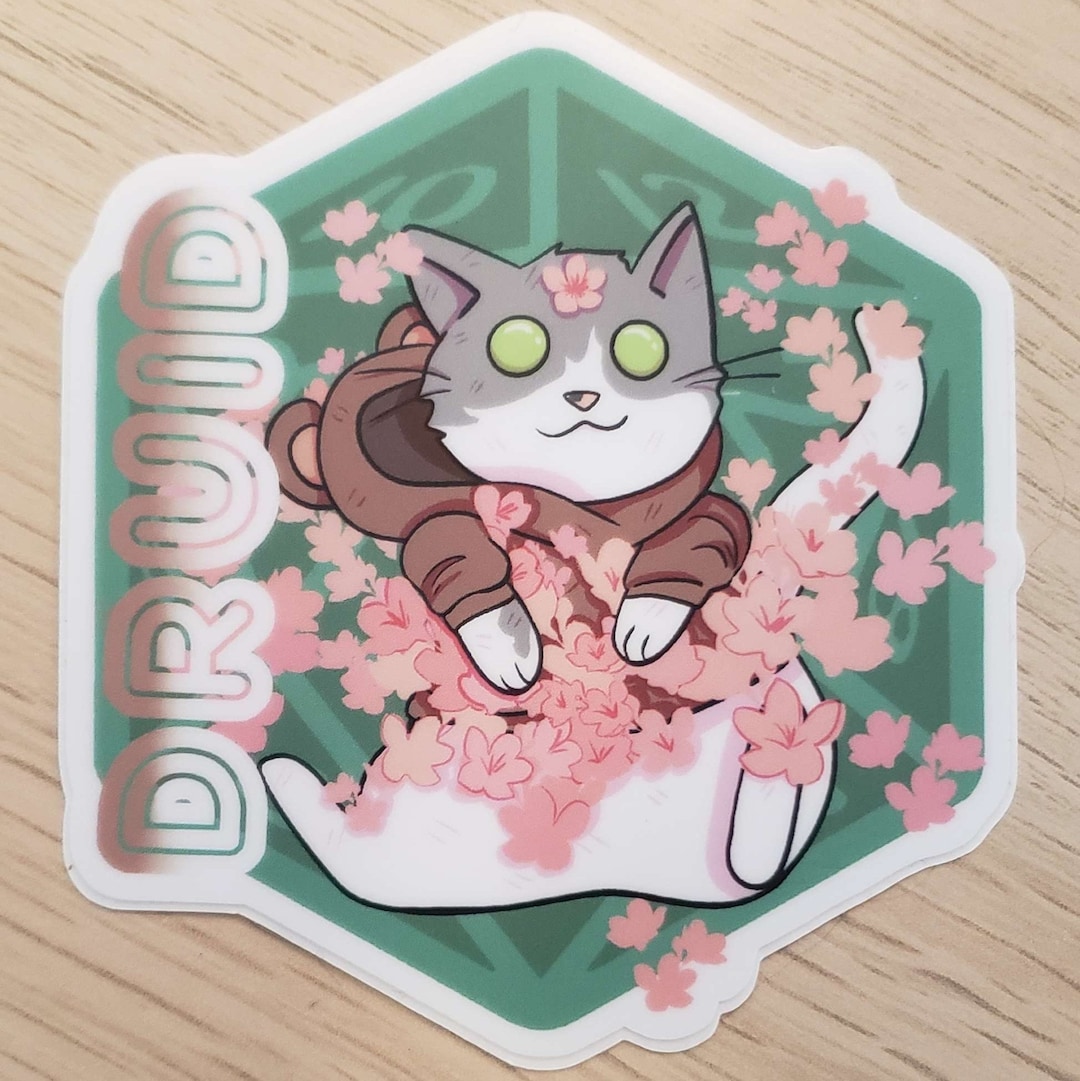 Druid Dungeons and Dragons Cat Sticker - Etsy