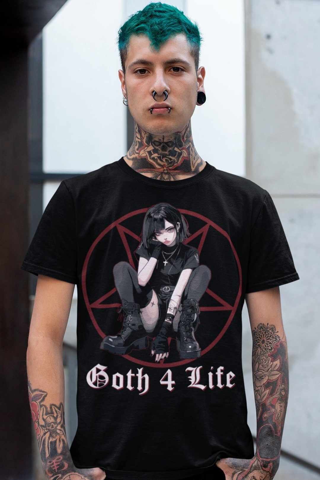 Goth for Life Anime Manga Japanese Gothic Girl, Pentagram Design ...