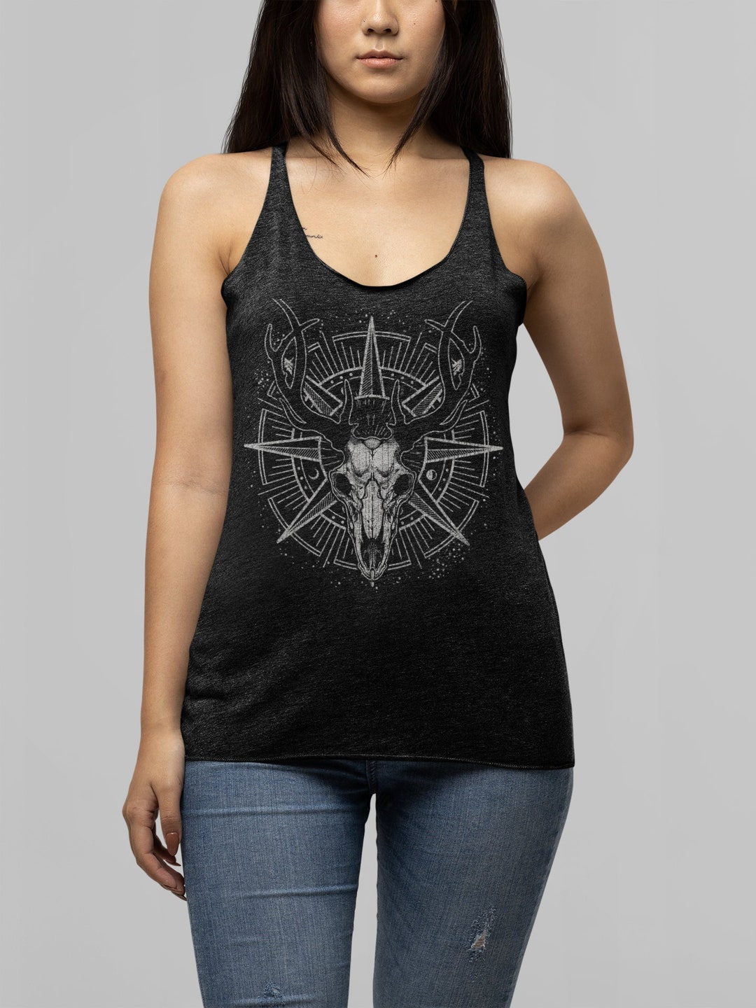Deer Skull, Ritual Circle, Esoteric Witchcraft Occult Design, Unisex T ...