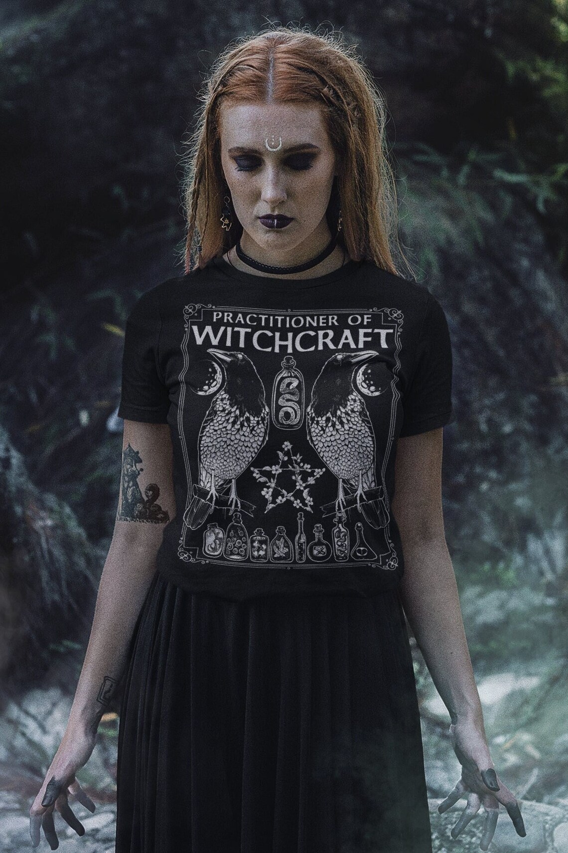 Practitioner of Witchcraft, Wiccan, Occult, Ravens & Potions Unisex T ...