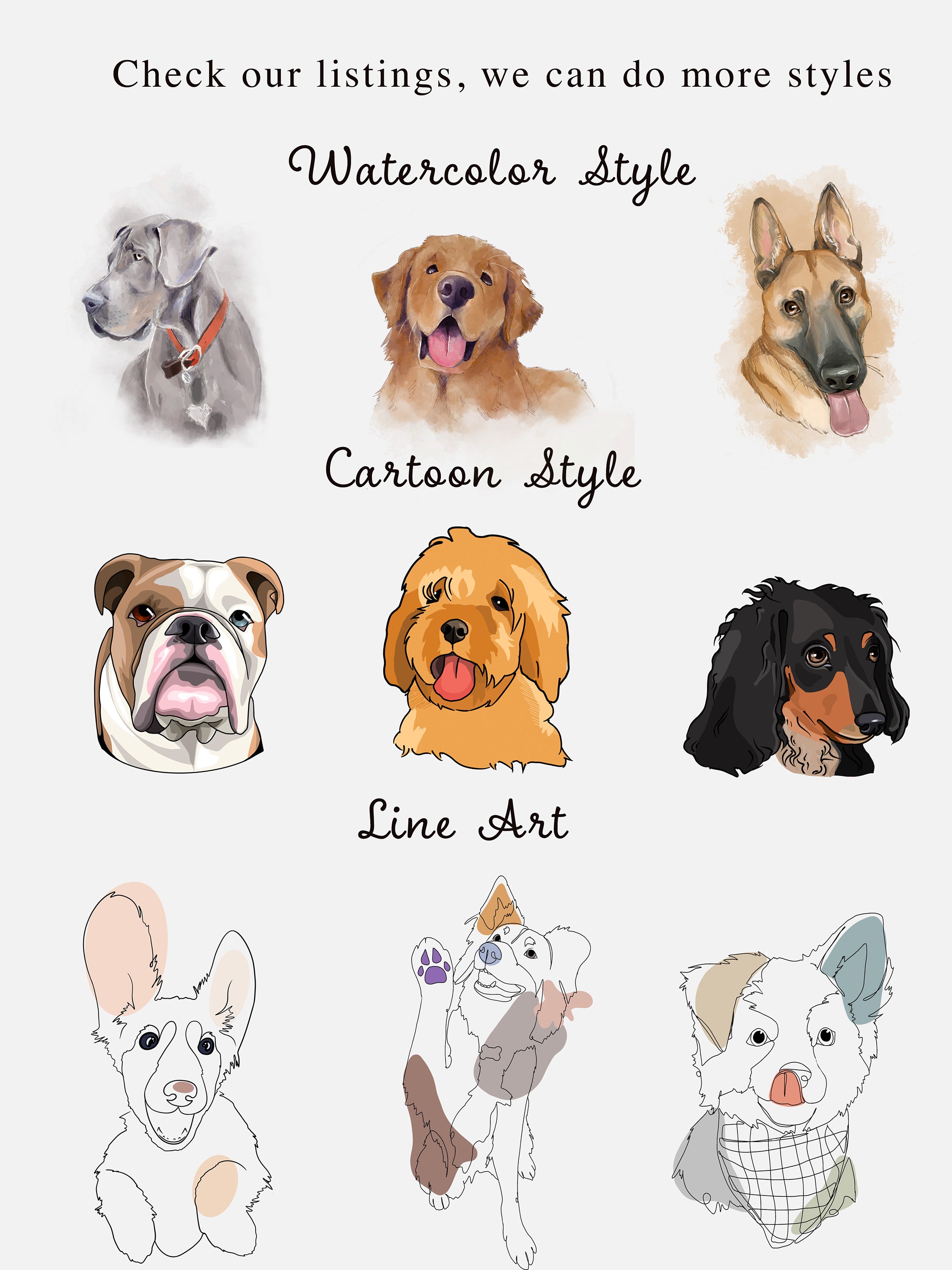Pet Cartoon Portrait Custom Dog Portrait Custom Painting - Etsy