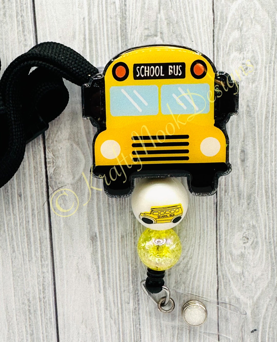 Bus Badge Reel, School Bus Badge Reel, Teacher Lanyard, Badge Reel ...