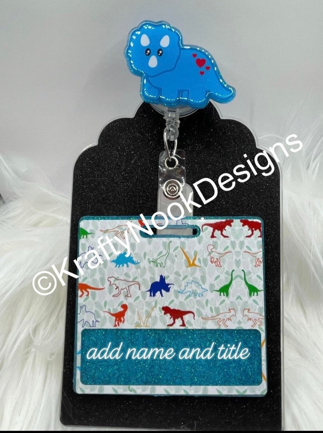 Dinosaur Custom Badge Buddy, Customizable Badge Reel and Buddy ...