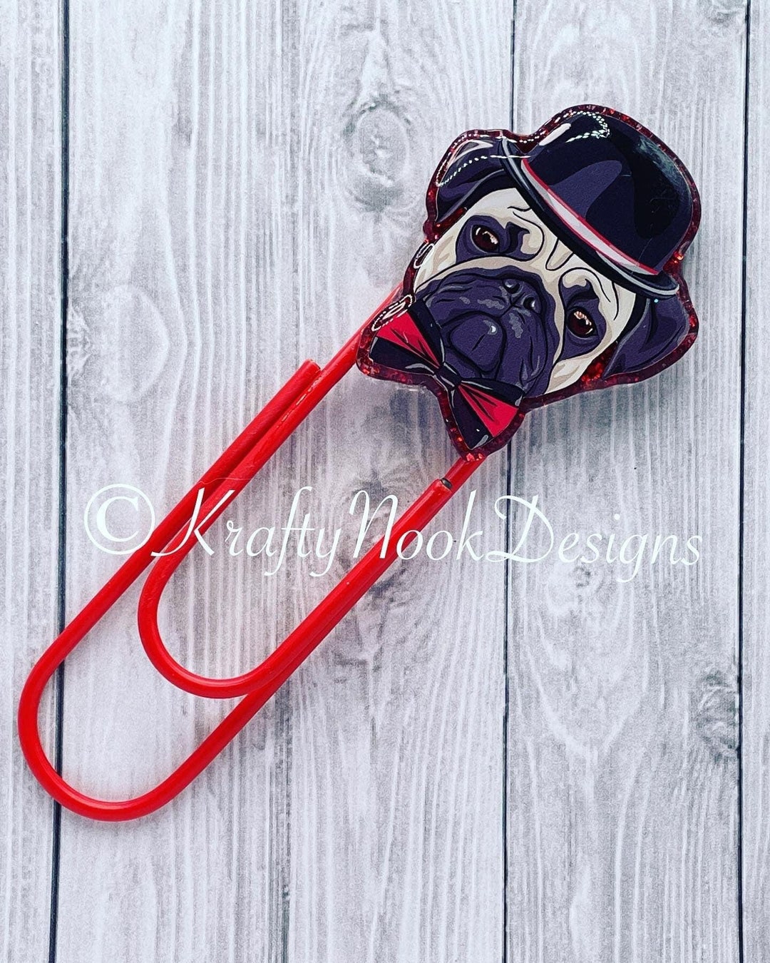 Pug Bookmark, Hipster Bookmark, Paperclip Bookmark, Cute Bookmark ...