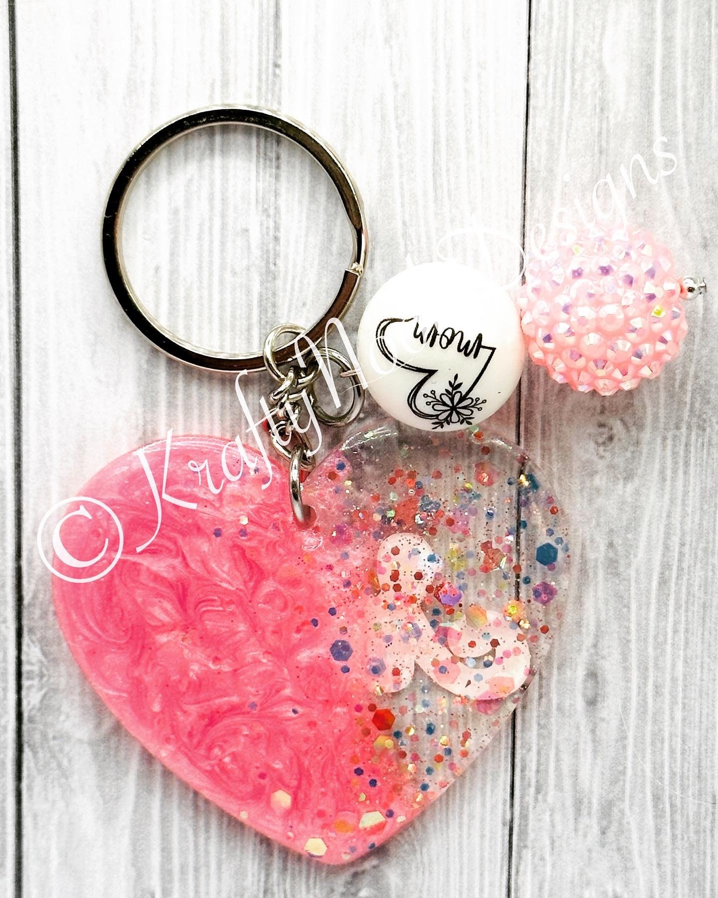 Mom Keychain, Mothers Day Gift, Mom Gift, Beaded Keychain, Glitter ...