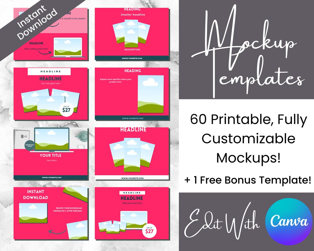 60 Store Templates Bundle. Canva Mockups for Digital Products - Etsy
