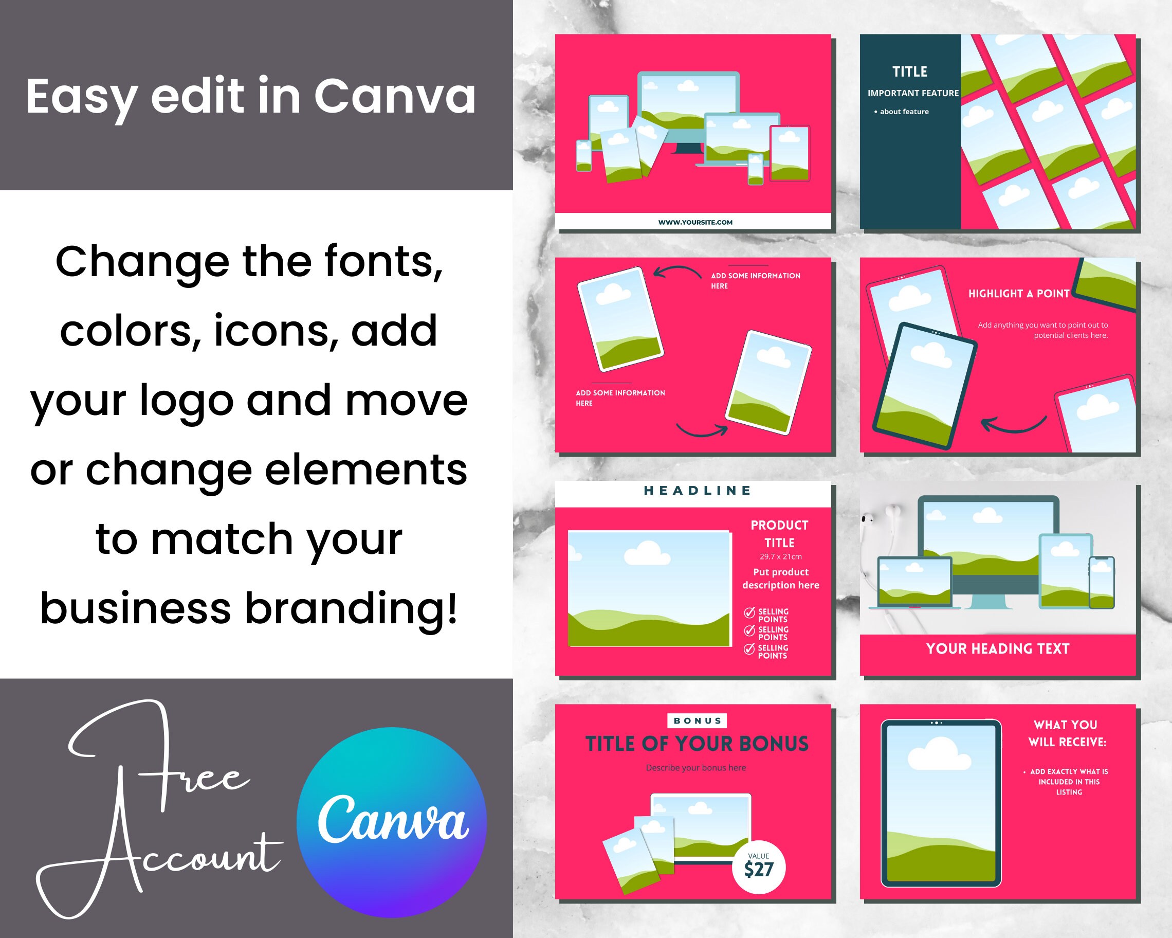 60 Store Templates Bundle. Canva Mockups for Digital Products - Etsy