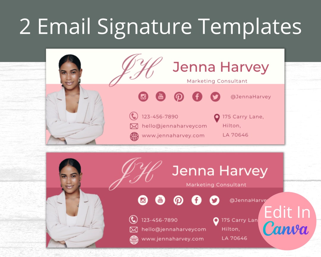 Pastel Pink Email Signature Template. Professional Canva Signature ...
