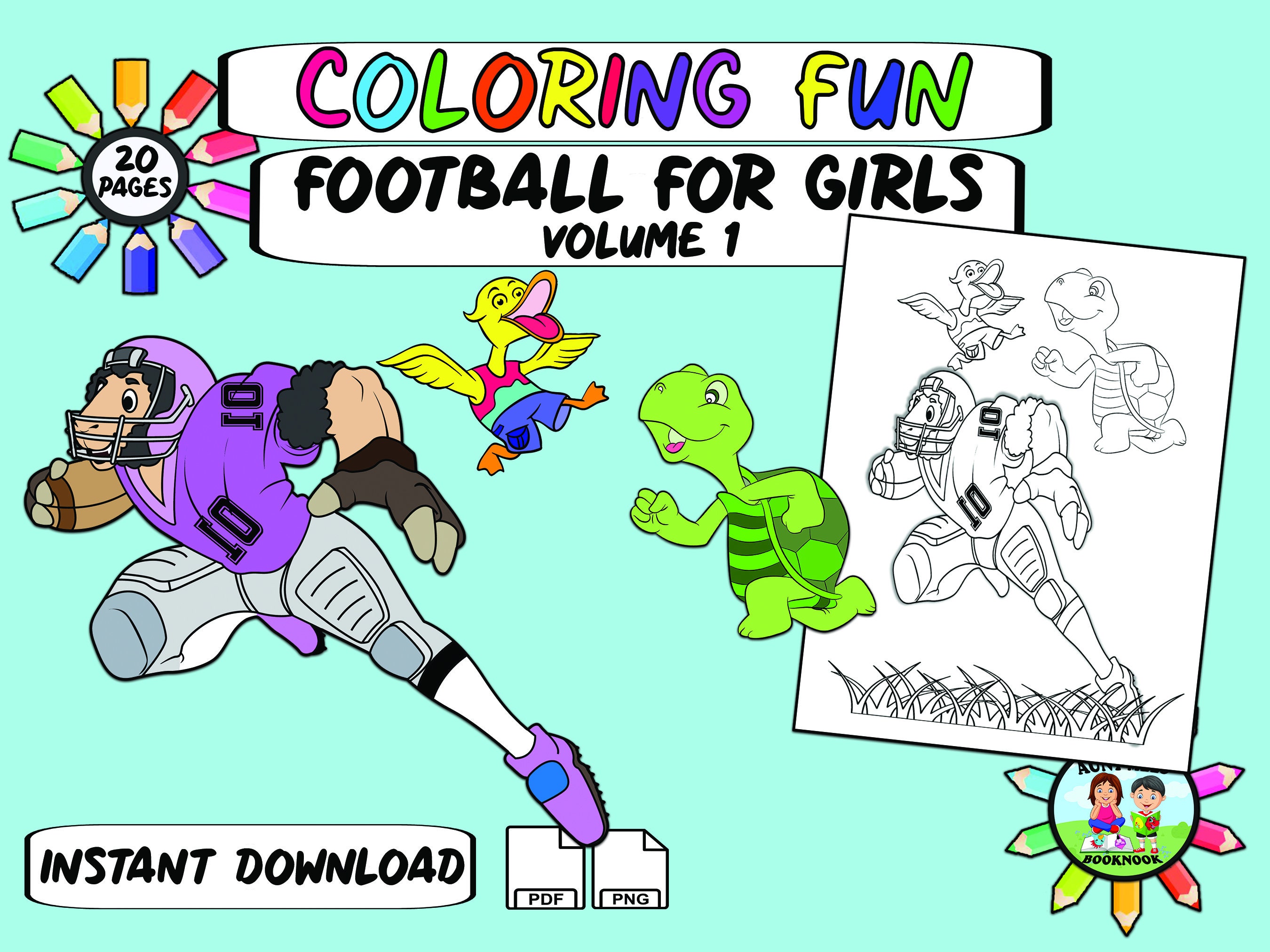20 Football Coloring Pages for Girls- Coloring Digital Printable ...