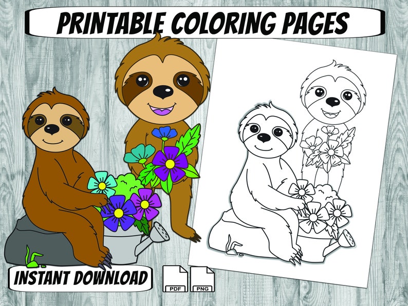 20 Easy Sloth Coloring Pages With Dot to Dot Simple Enough - Etsy