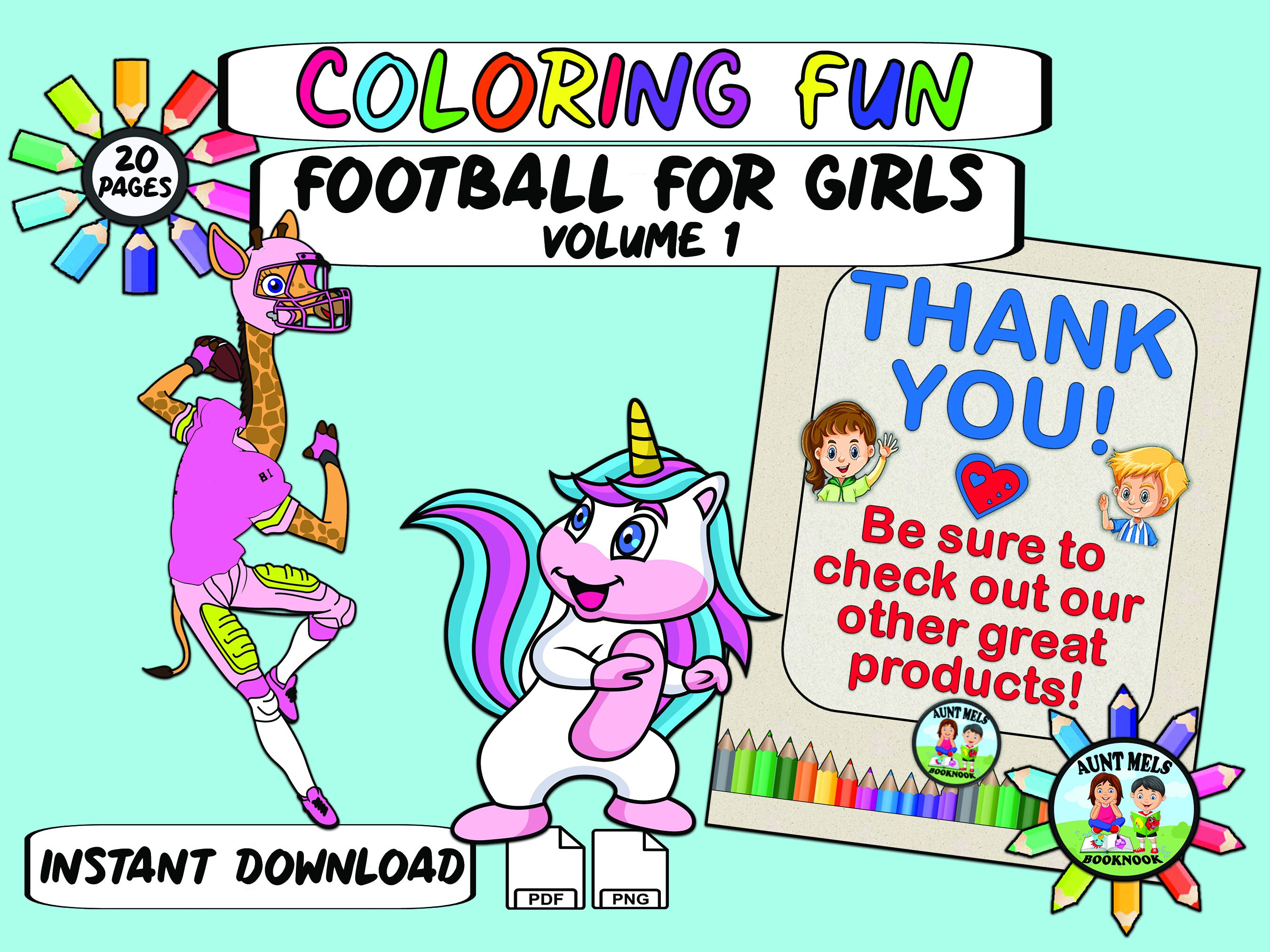 20 Football Coloring Pages for Girls- Coloring Digital Printable ...