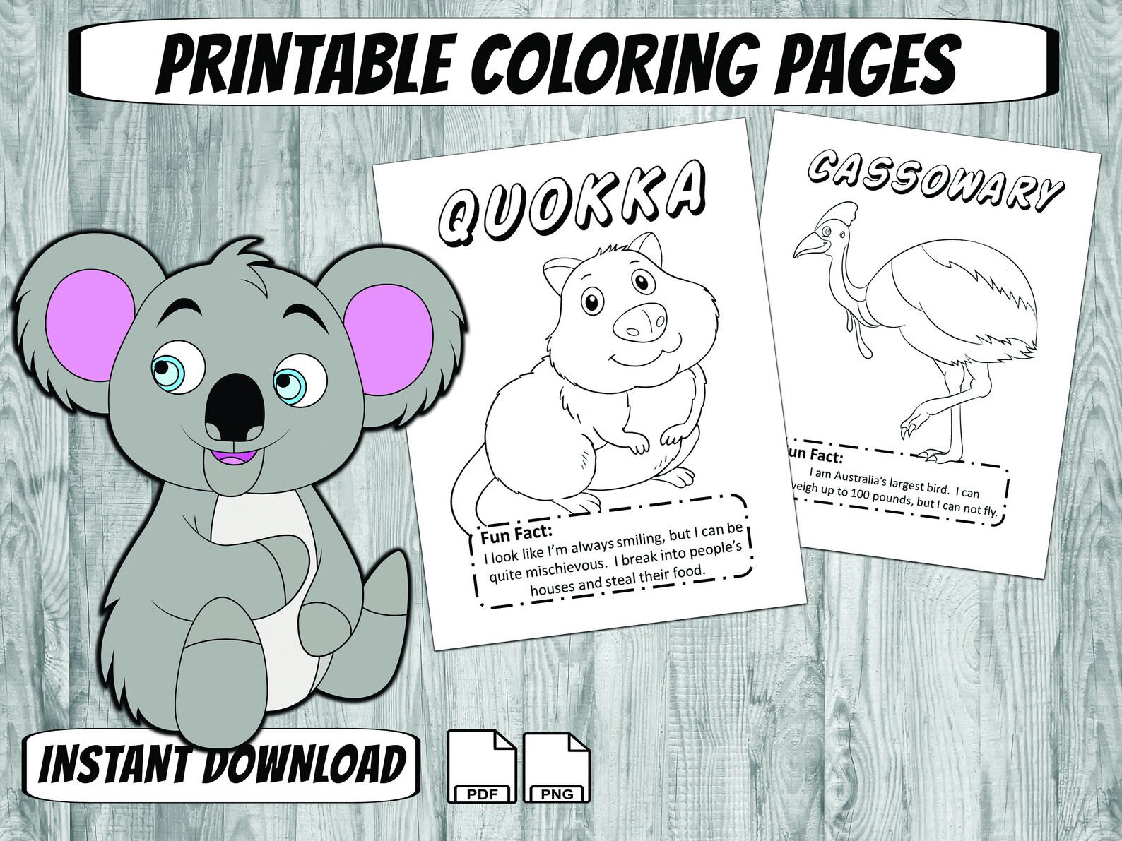 20 Australian Animals Coloring Pages - Volume 2 - Hand Drawn - Coloring ...