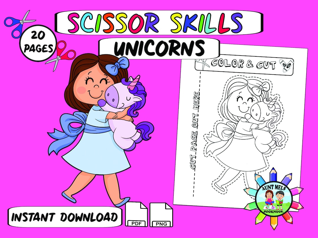 20 Unicorn Themed Scissor Skills, Volume 2 - Montessori Cutting ...