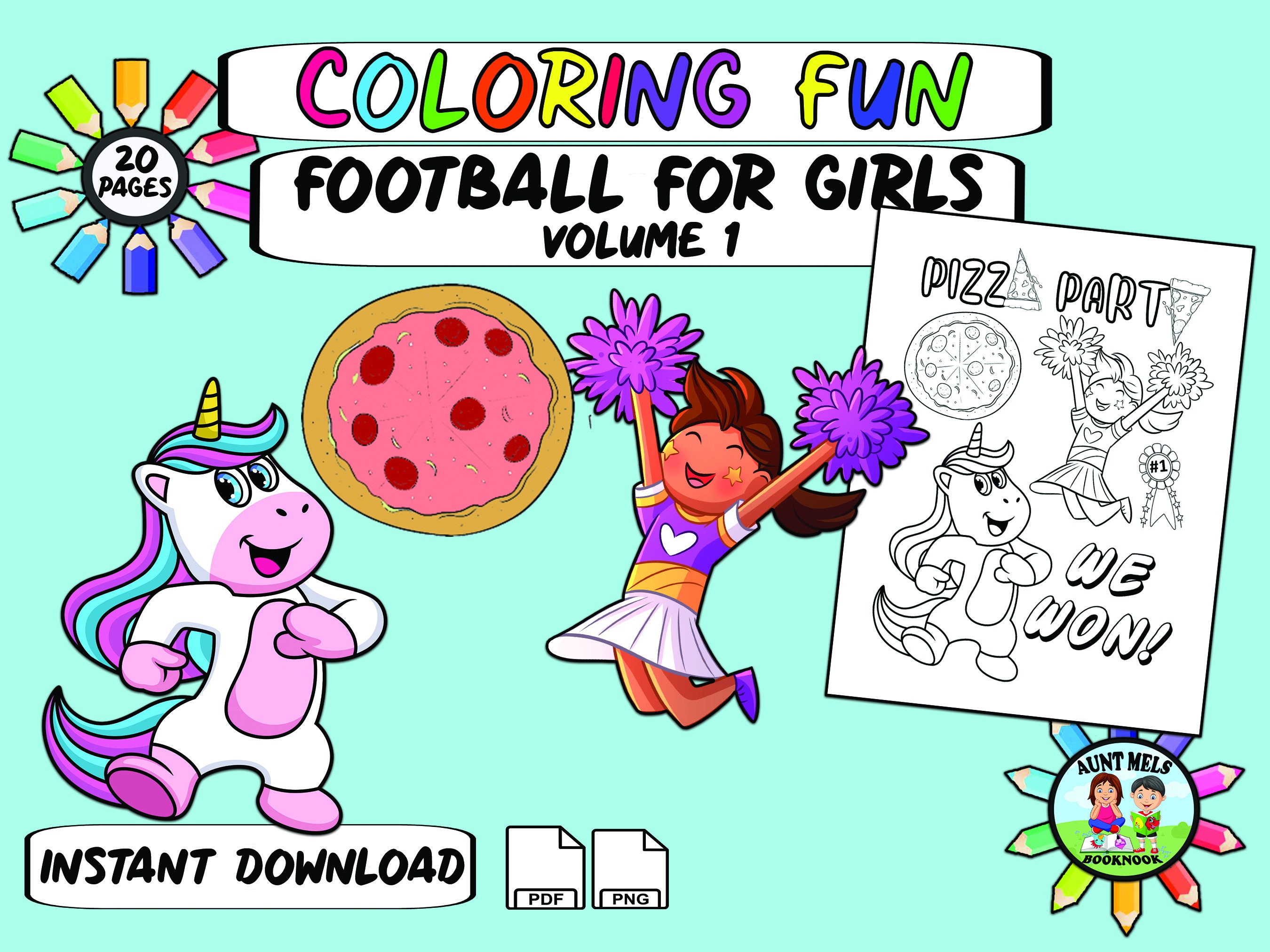 20 Football Coloring Pages for Girls- Coloring Digital Printable ...