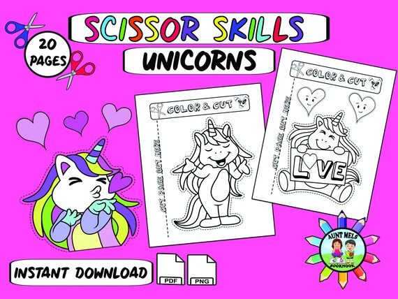 20 Unicorn Themed Scissor Skills Volume 1 Cut and Color - Etsy